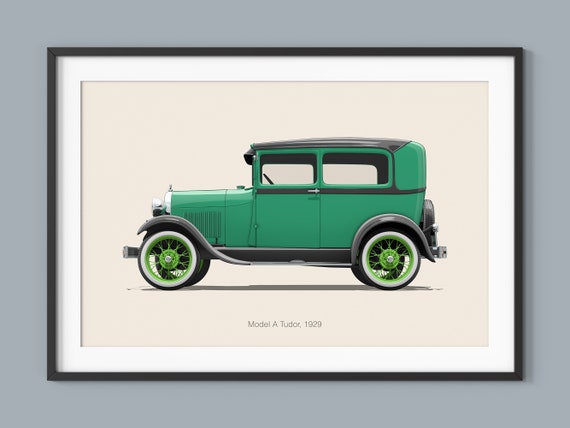 Ford Model A Car Posters Illustration Prints Wall Art for Kids | Etsy