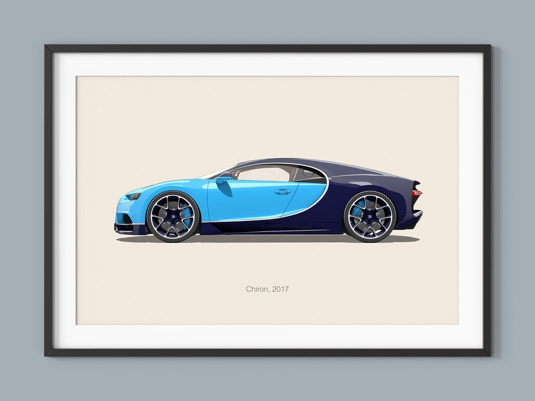 Bugatti Chiron Car Posters Illustration Prints Wall Art for Kids Boys ...