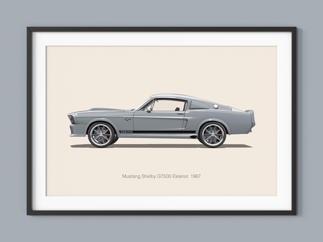 Ford Mustang GT500 Eleanor Illustration Art Print, Kids Room Decor - Etsy