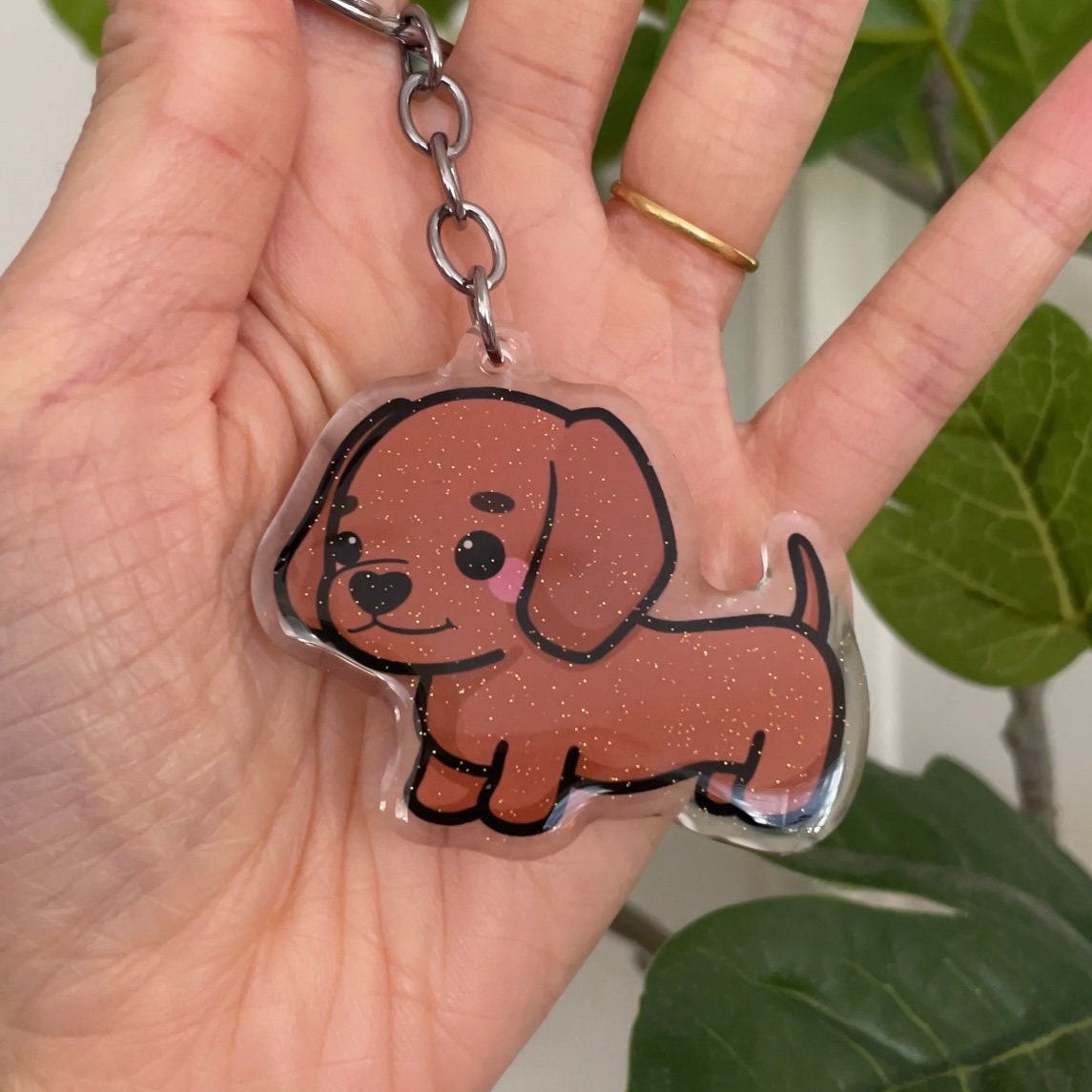 Red Dachshund Weiner Dog Acrylic Dog Breed Keychain Cute Chibi Kawaii ...