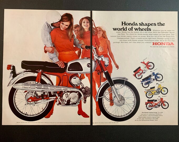 1967 Honda Motorcycle Dealer Advertisement Original Vintage Classic Motorcycle Ad Retro Magazine ...