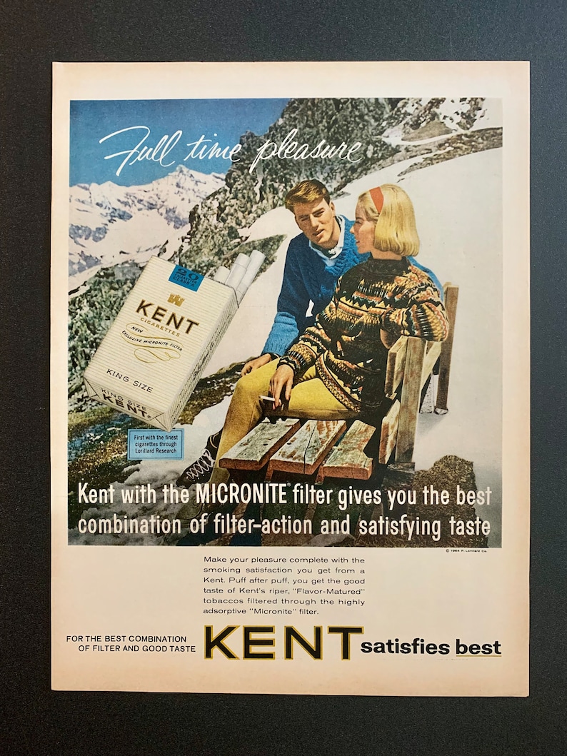 1960s Kent Cigarettes Smoking Ads Several Styles Original - Etsy