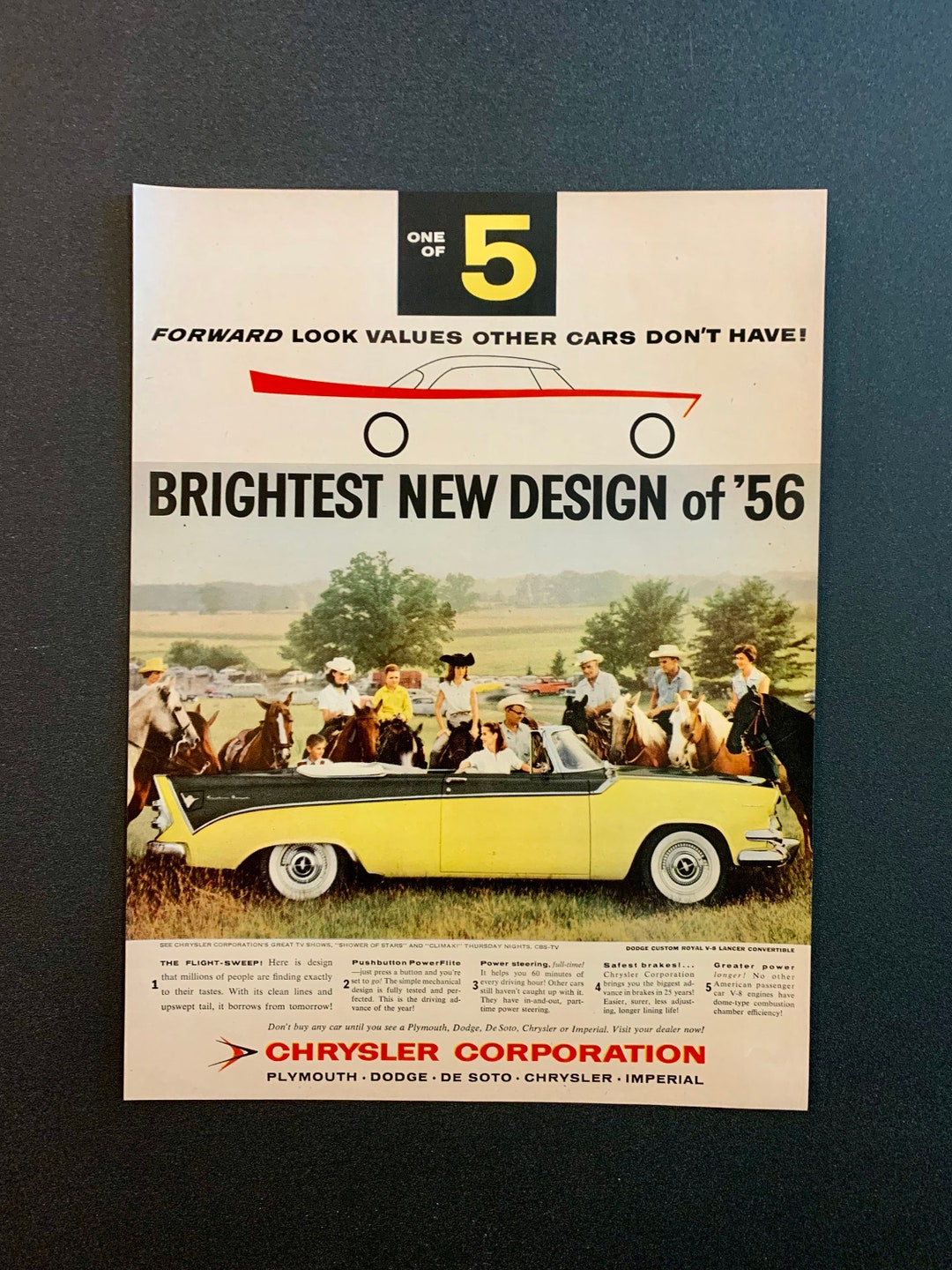 1956 Dodge Custom Royal Lancer Convertible Advertisement Original ...