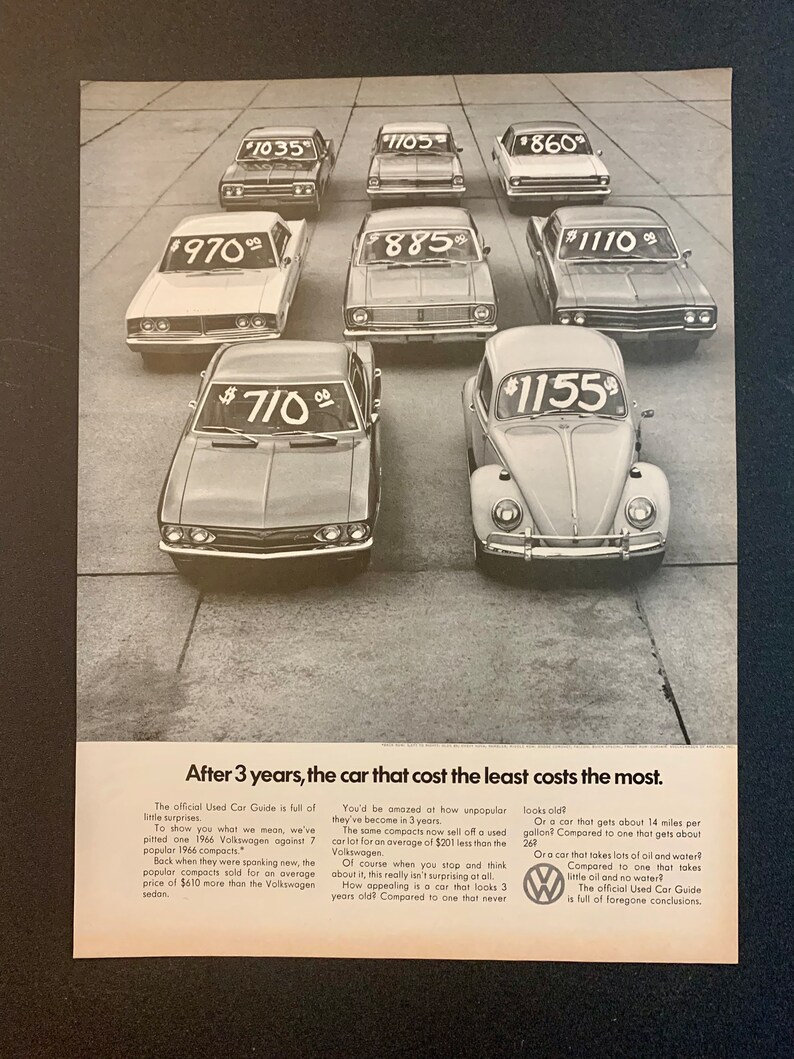 1969 Volkswagen VW Beetle Bug Ad Original Vintage Classic - Etsy