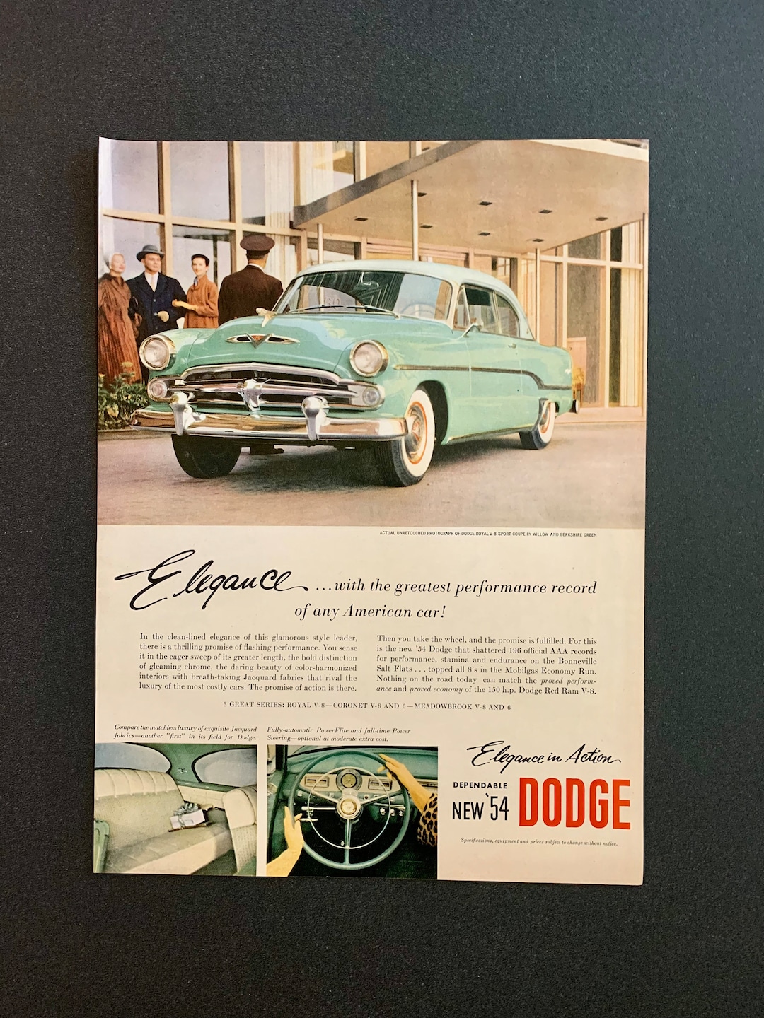 1954 Dodge Royal Sport Coupe Advertisement Original Vintage Classic Car ...
