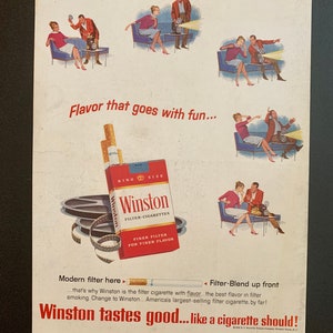 Vintage Winston Cigarettes Ads Several Styles 1950s and 1960s Original ...