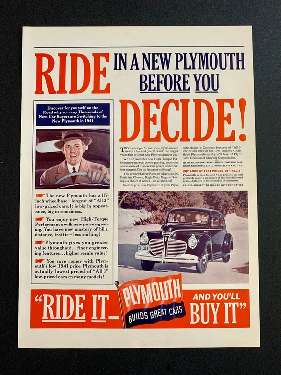 Classic Old Plymouth Ads