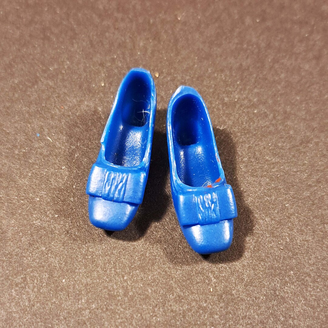 1960's Vintage Fashion Doll Royal Blue Bow Squishy Shoes - Etsy
