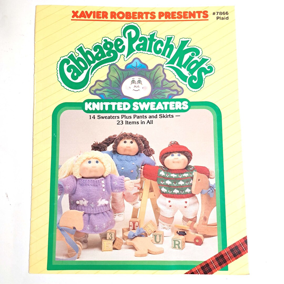 1985 Vintage Cabbage Patch Kids Sweater, Pant, Skirt Knitting Patterns ...
