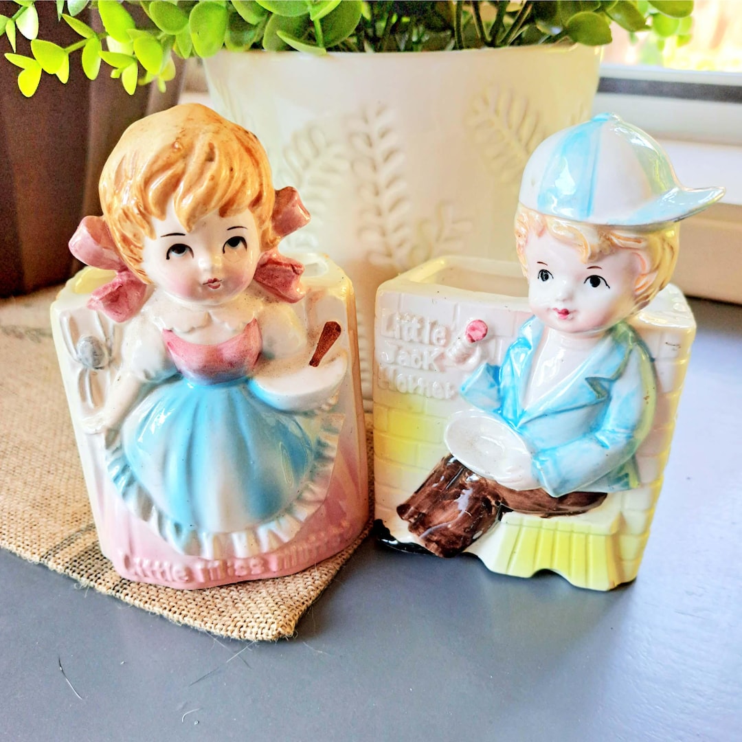 Vintage MCM Little Bo Beep and Little Jack Horner Planters - Etsy