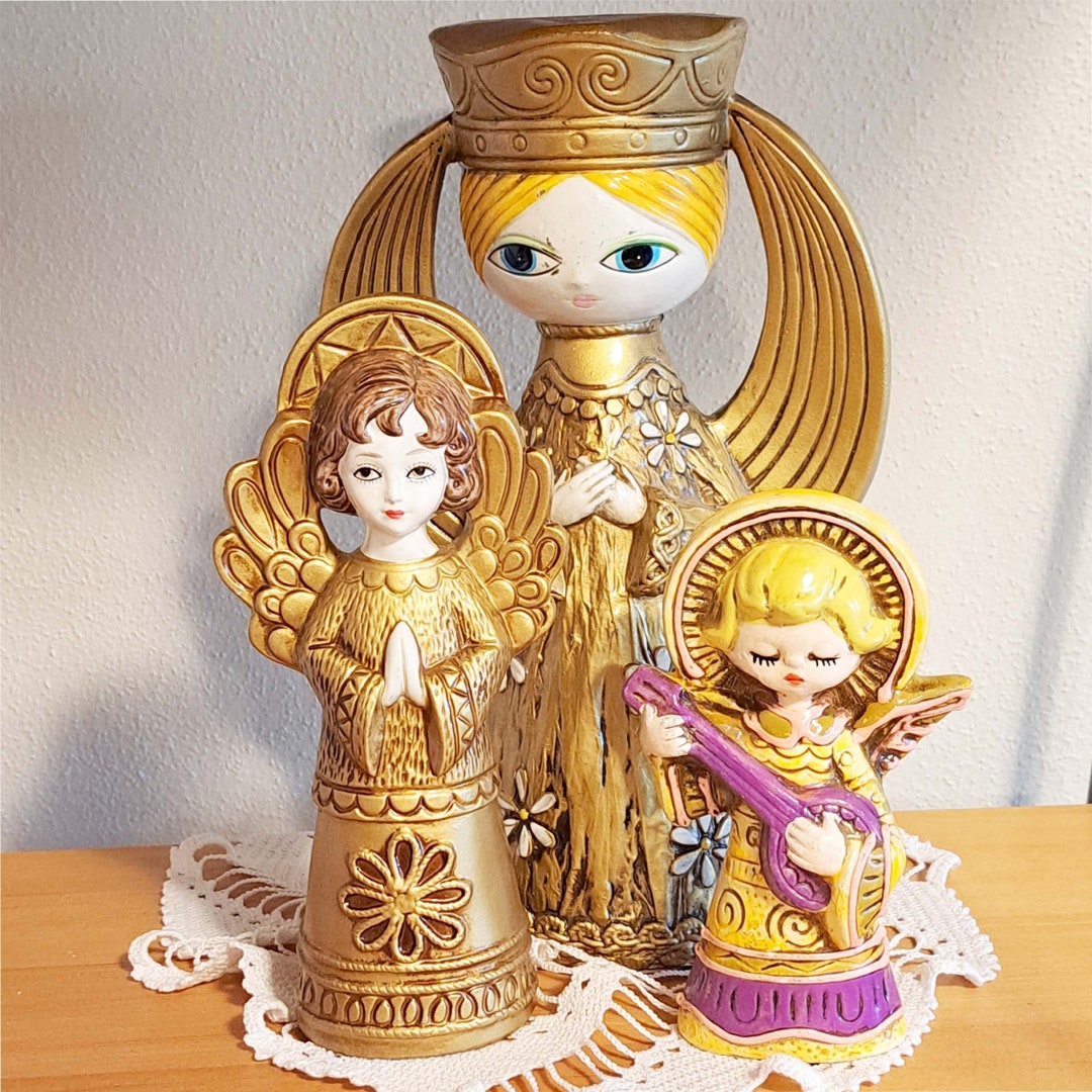 Vintage MCM Holt Howard Chalkware Angels - Etsy