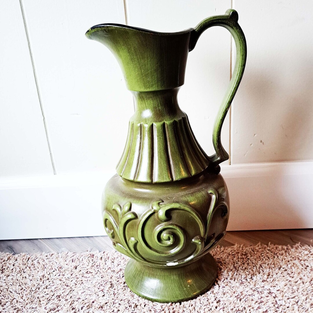 Vintage Royal Hanger Scroll Green Pitcher - Etsy