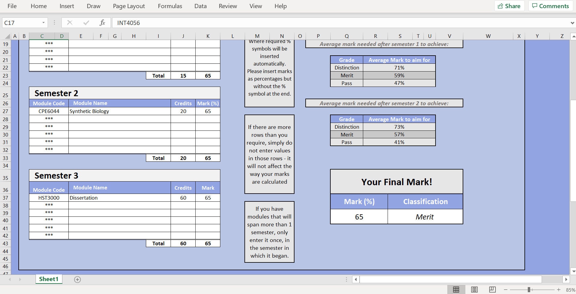 Master's Degree Grade Calculator - Etsy.de