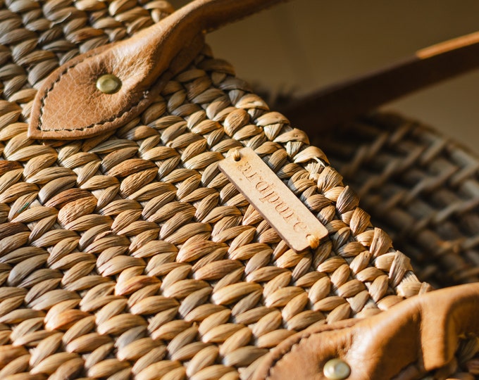 Natural Wicker Tote Bag / Water Hyacinth Shoulder Bag/ Straw Grass Boho ...