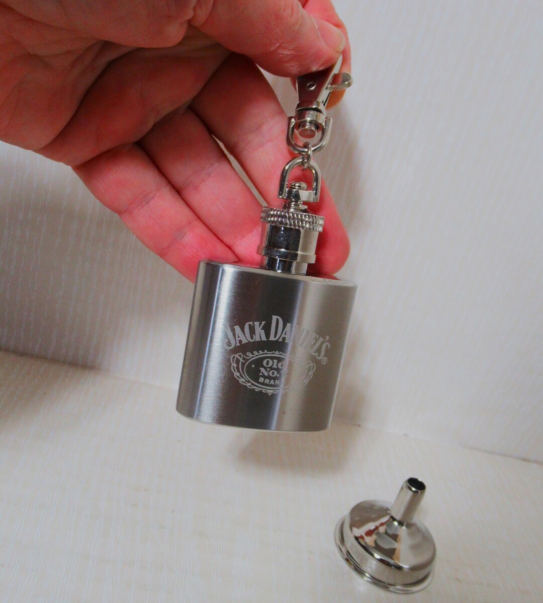 Jack Daniels Flask Keychain Set: Stainless Steel Mini Liquor Funnel ...