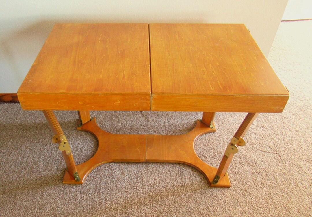 Spiderlegs Wooden Portable Folding Legs Small Table Wood Brass RV ...