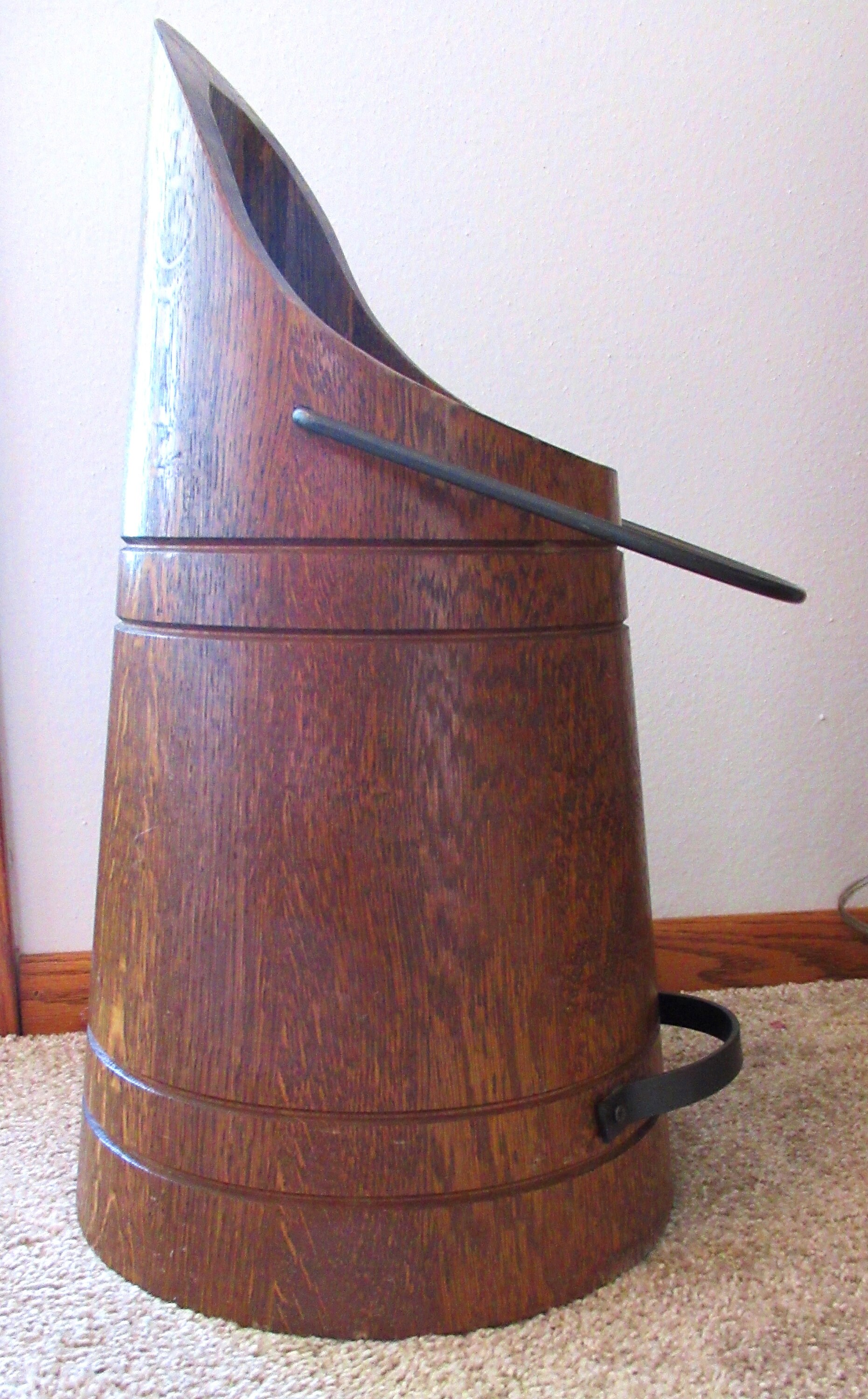 Oak Wood Scuttle Umbrella Stand Floor Vase Cabin Country Farm House ...