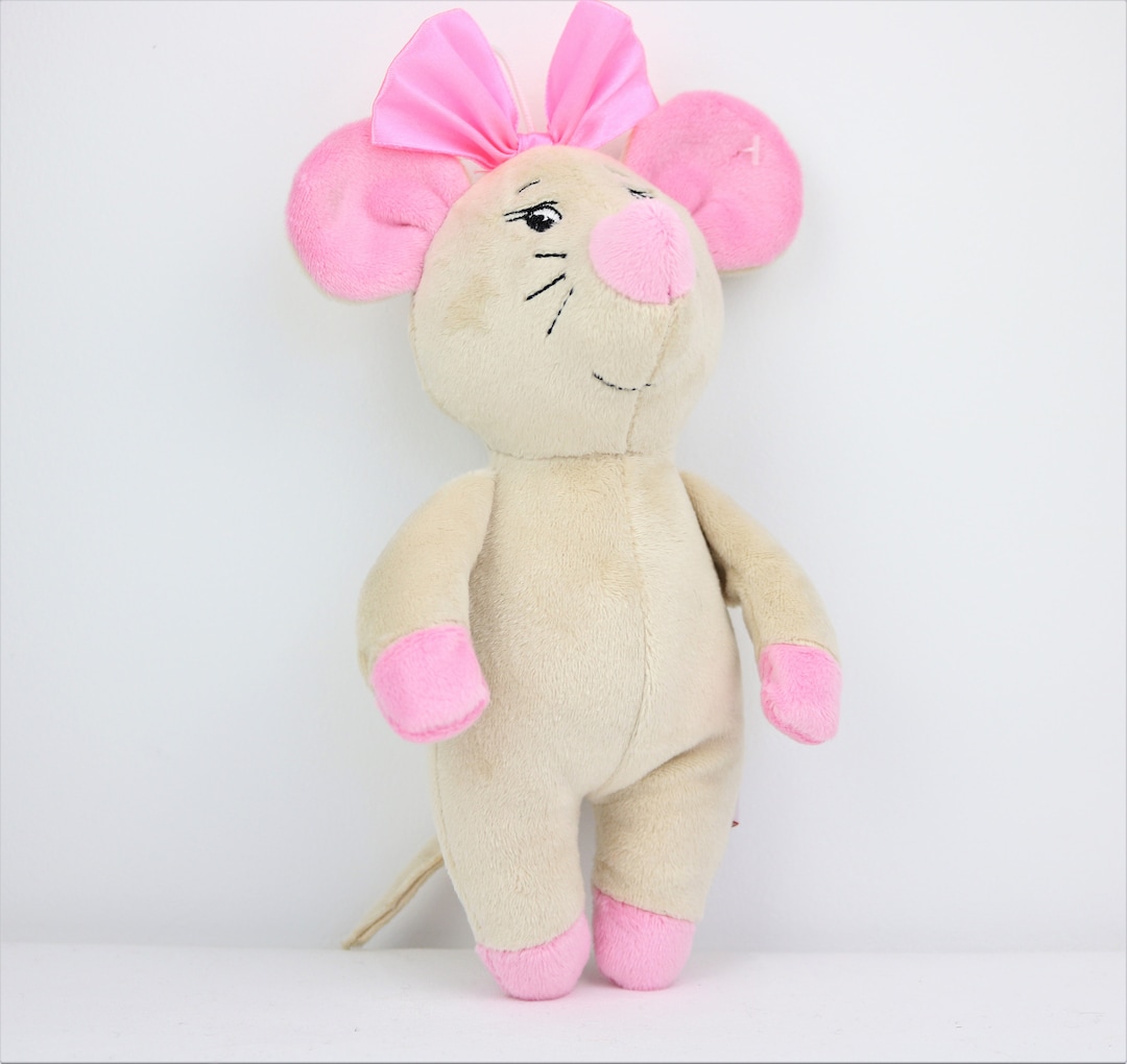 Mouse Soft Toy Mouse Plush Stuffed Animal Pink Bow Smiling Mice Dressed ...