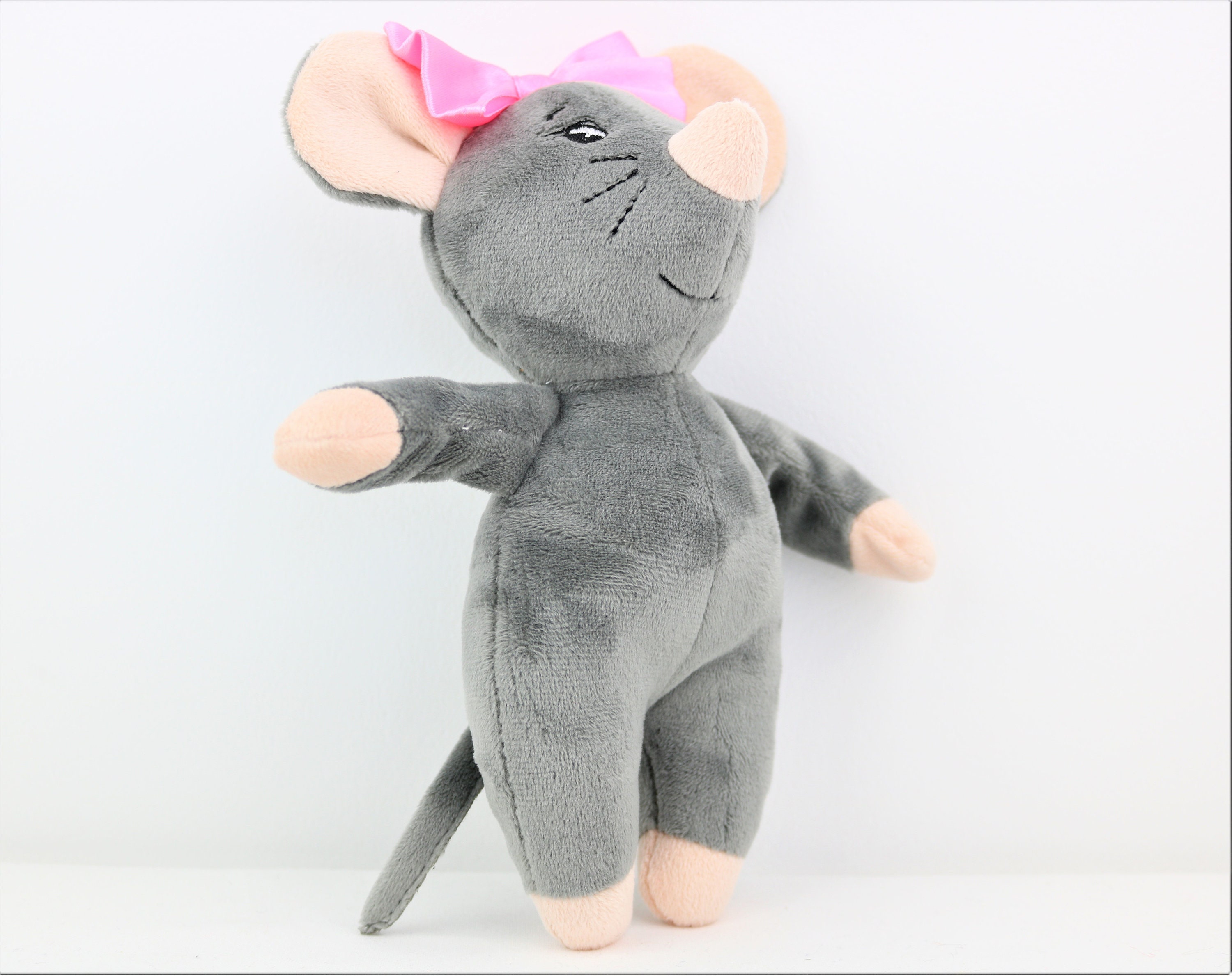 Mouse Soft Toy Mouse Plush Stuffed Animal Pink Bow Smiling Mice Dressed ...