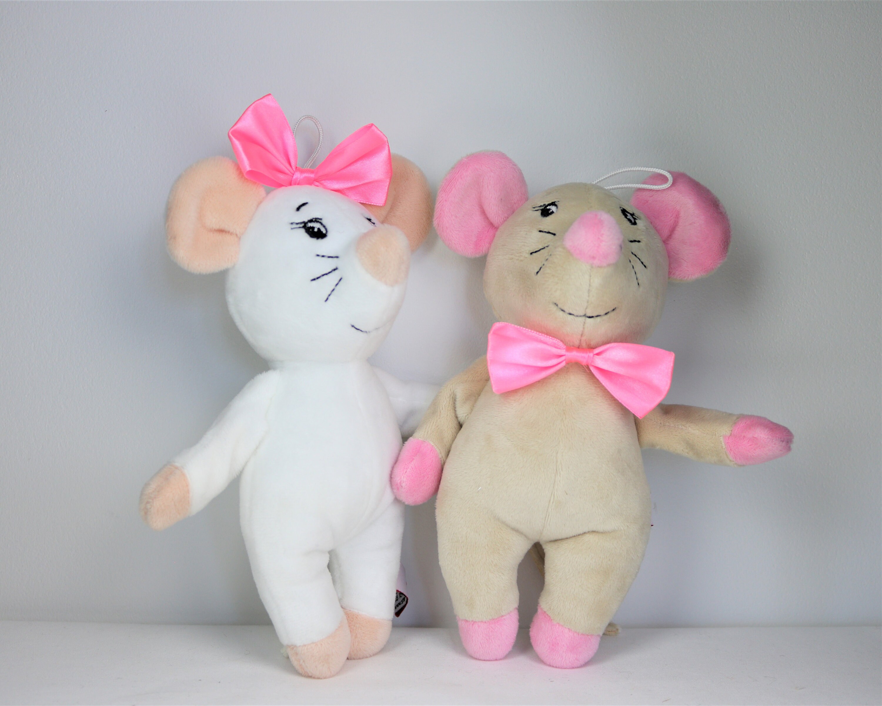 Mouse Soft Toy Mouse Plush Stuffed Animal Pink Bow Smiling Mice Dressed ...