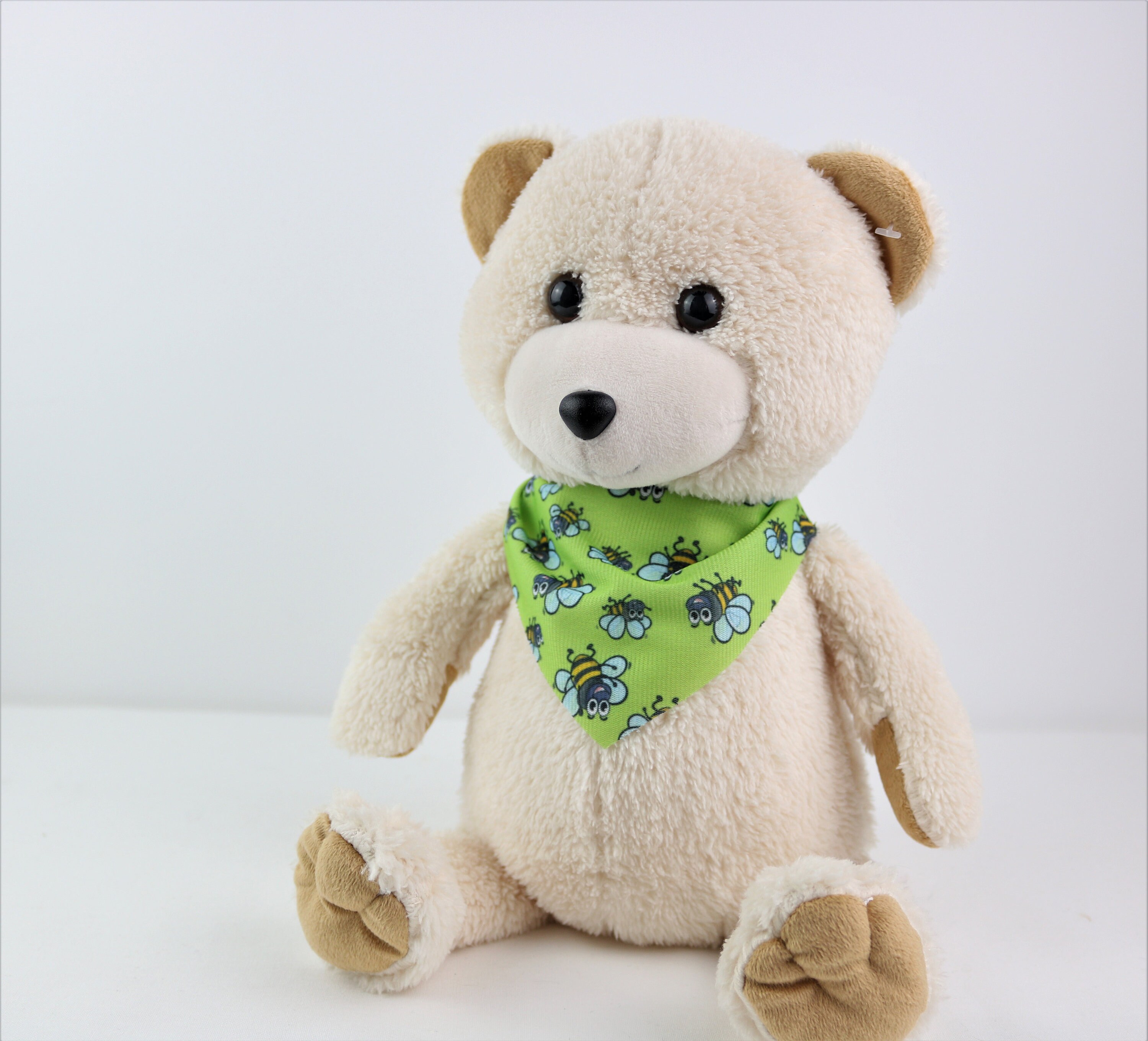 Bear Soft Toy Teddy Bear Plush Toy Green Tie Happy Crazy Bees - Etsy