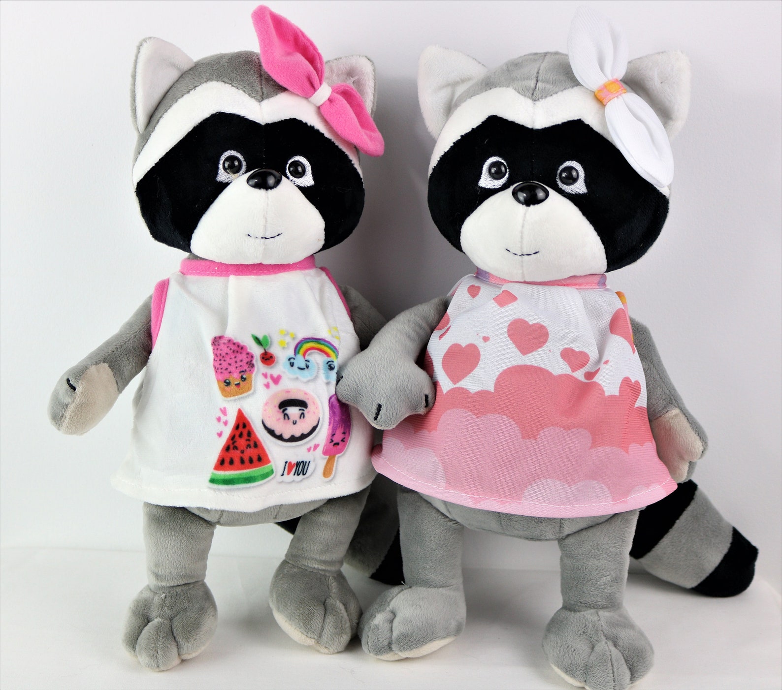 Raccoon Soft Toys Raccoon Girl Plush Toy White Dress Fruits - Etsy