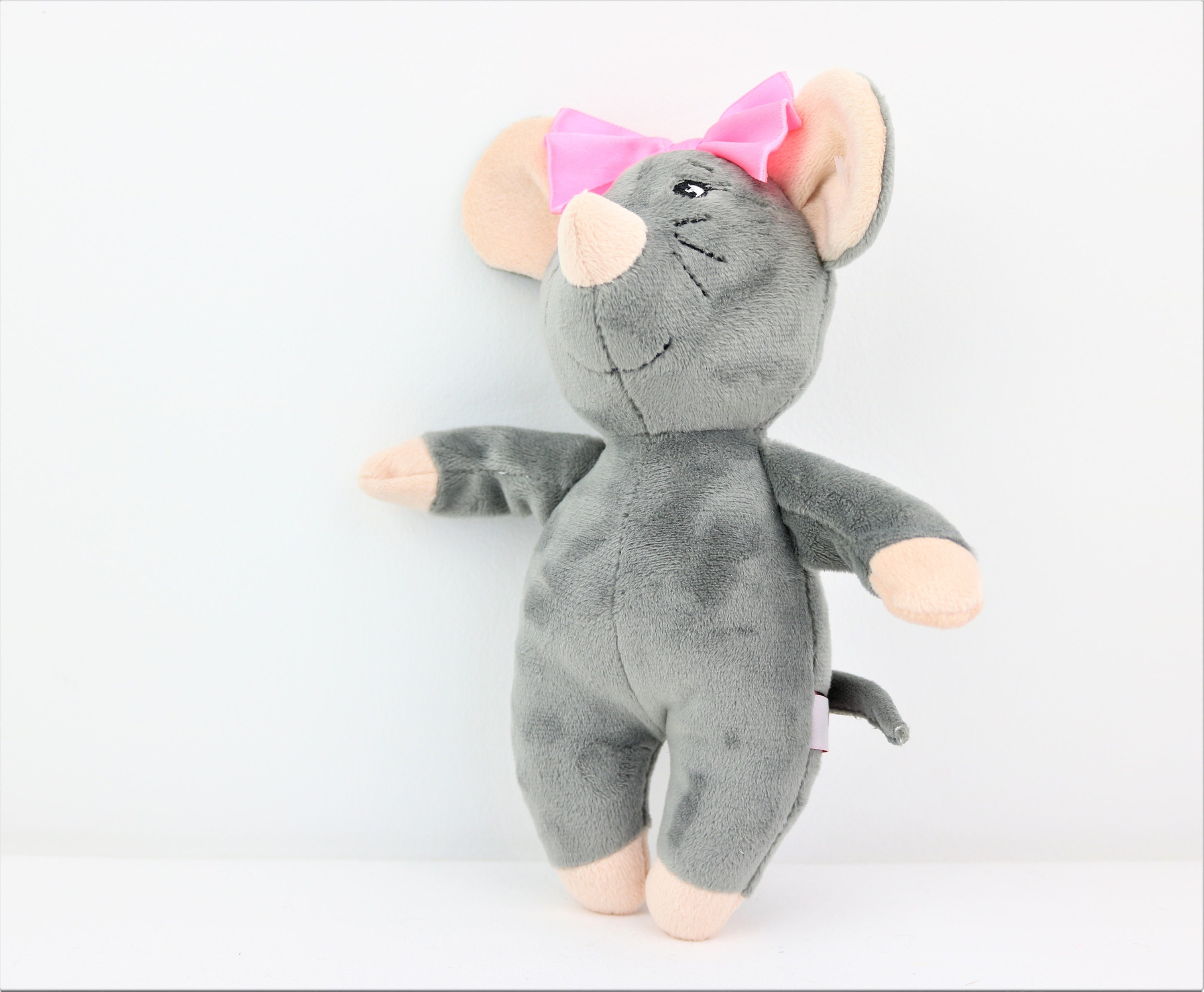 Mouse Soft Toy Mouse Plush Stuffed Animal Pink Bow Smiling - Etsy UK