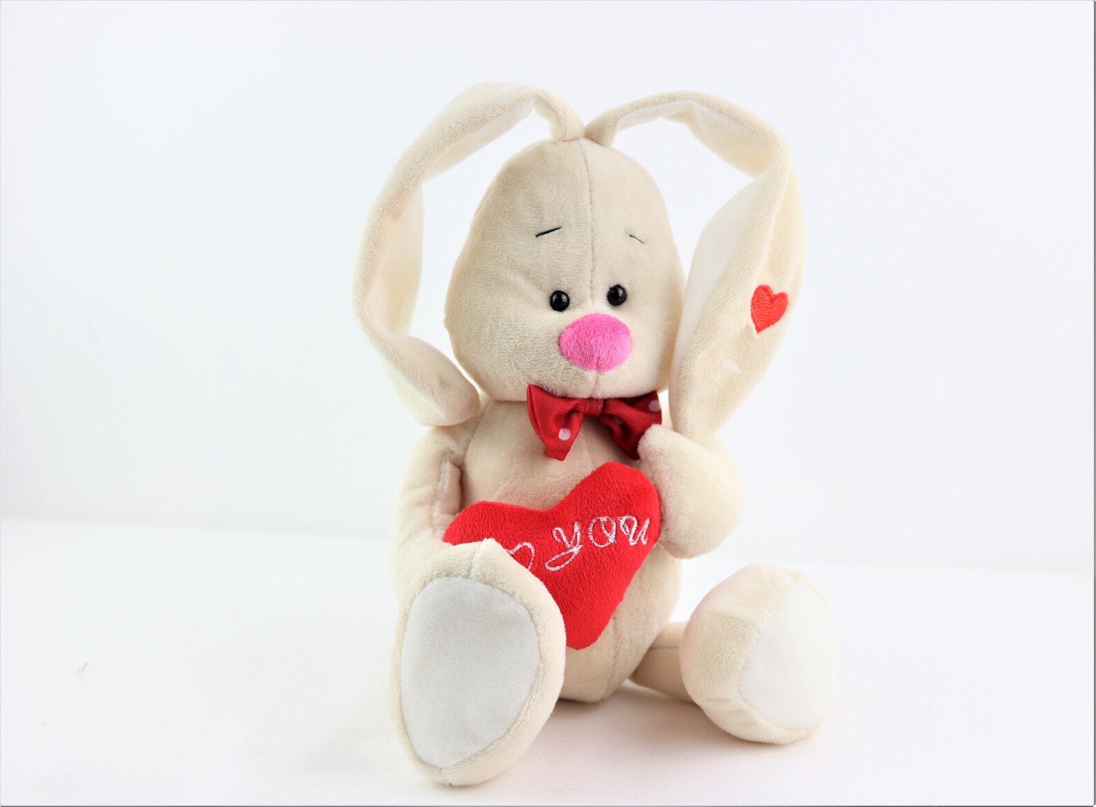 Sad Bunny Soft Toy Small Rabbit Plush Toy Red Heart Love You - Etsy UK