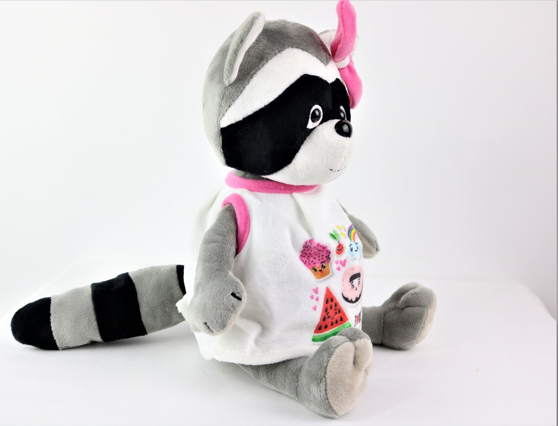 Raccoon Soft Toys Raccoon Girl Plush Toy White Dress Fruits - Etsy