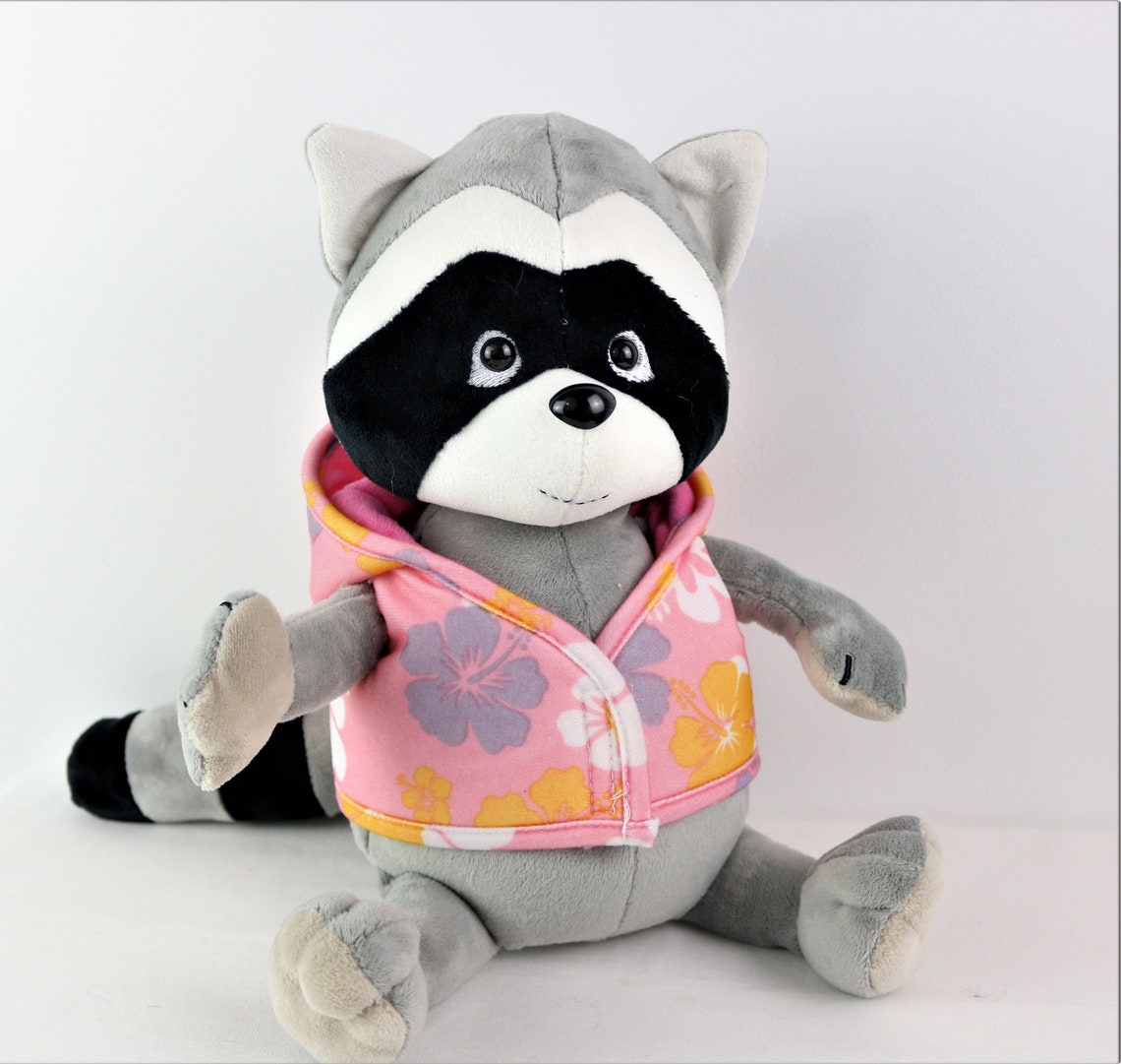 Raccoon Soft Toy Girl Raccoon Plush Toy Pink Floral Removable - Etsy UK