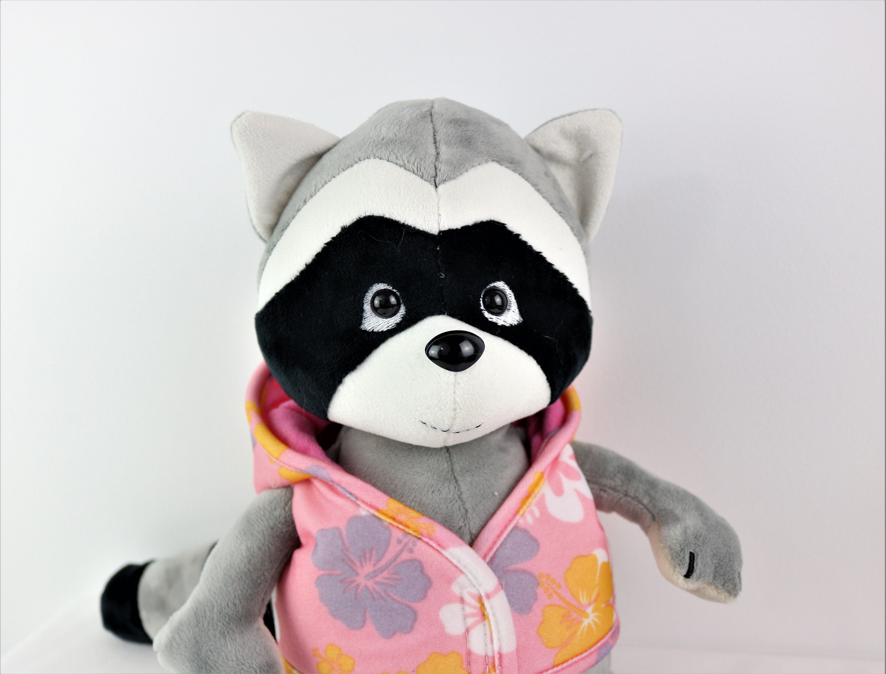 Raccoon Soft Toy Girl Raccoon Plush Toy Pink Floral Removable | Etsy