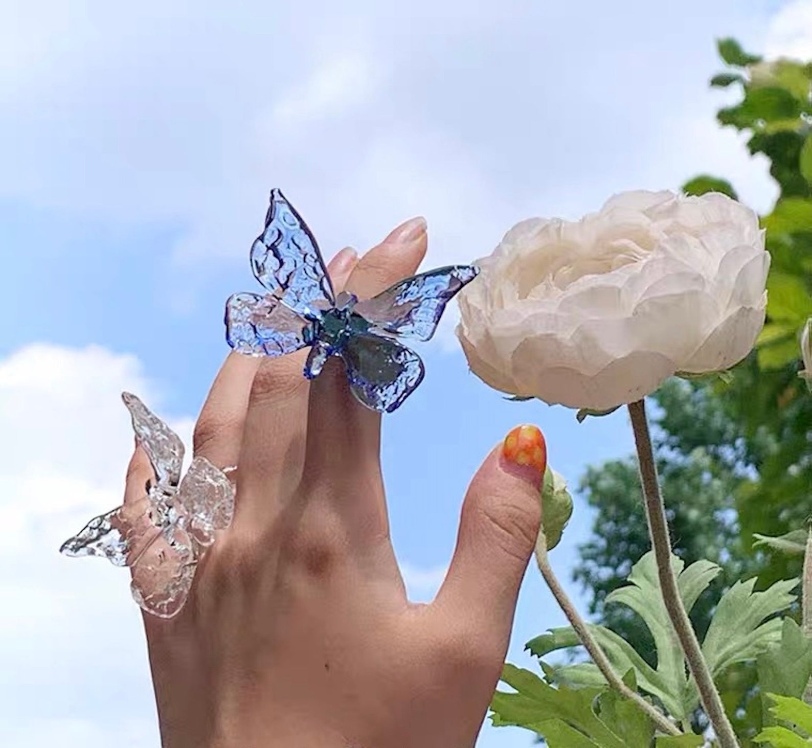 Hand-made Glass Ring Colored Glass Butterfly Ring - Etsy