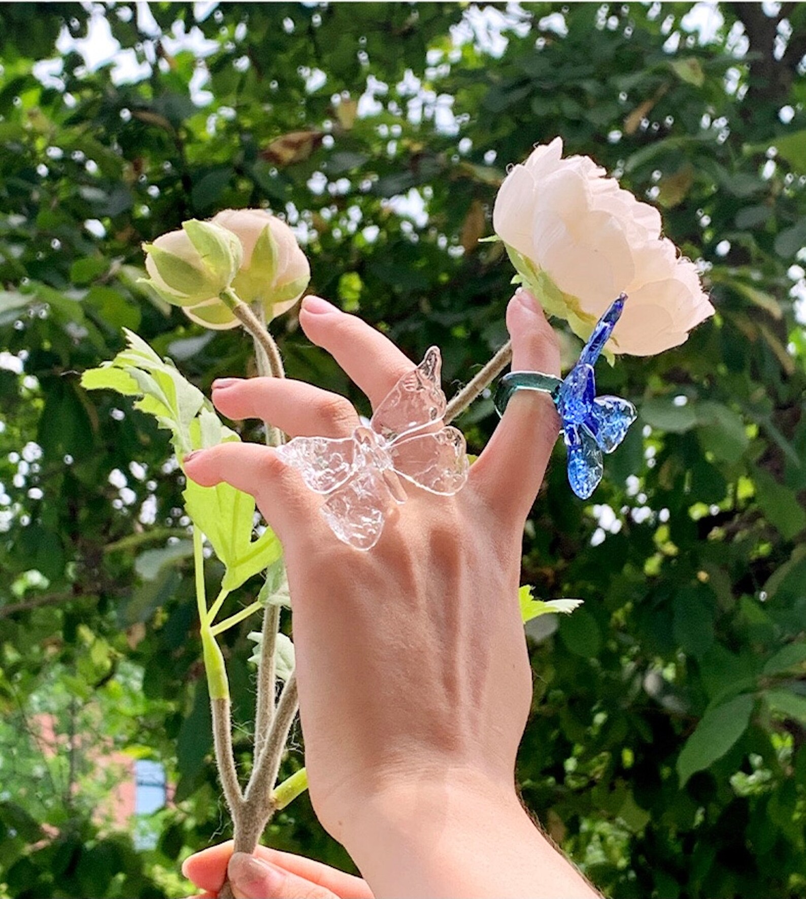 Hand-made Glass Ring Colored Glass Butterfly Ring - Etsy