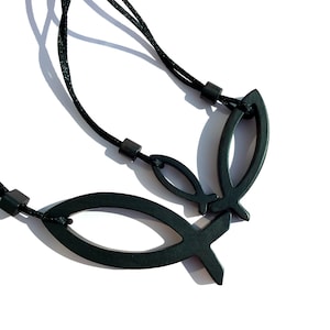 Jesus Fish, Christian Fish, Ebony Wood Pendant, Ichthus Necklace, Gift ...