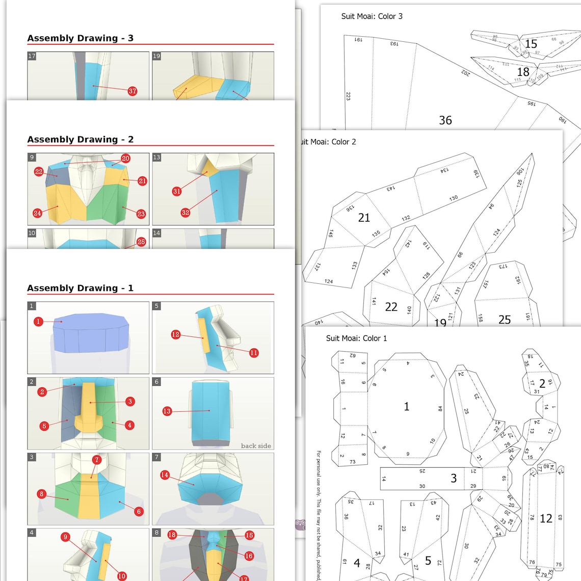 Suit Moai Papercraft, Moai, Papercraft PDF Template, Pepakura - Etsy