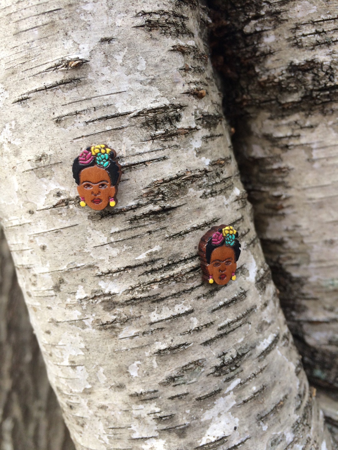 Frida Kahlo Wood Stud Earrings - Etsy