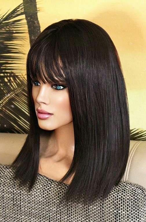 Toupee Women's Toupee Topper Clip in Hairpiece Bangs Brown Dark Brown ...