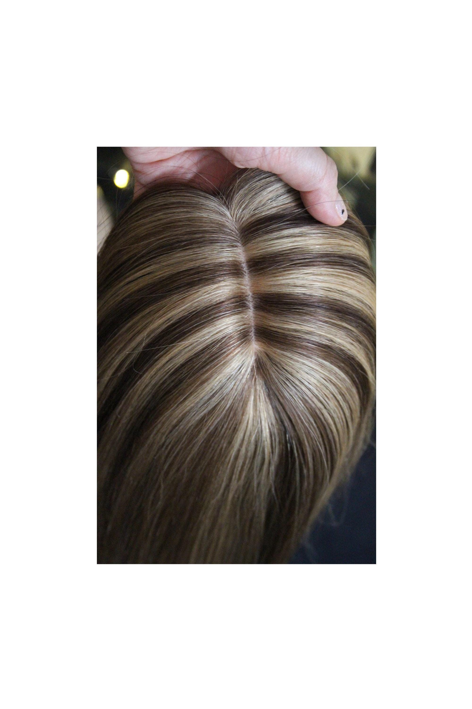 Toupee Women Toupee Topper Remy Human Hair Clip in Hairpiece Brown ...