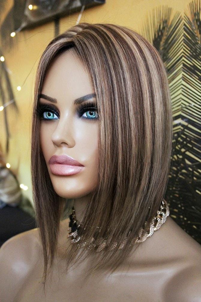 Toupee Women Toupee Topper Remy Human Hair Clip in Hairpiece Brown ...