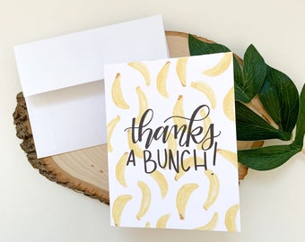 Thanks A Bunch Banana Thank You Hand Made Greeting Love Card Hand Drawn ...