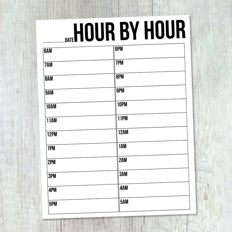 24 Hour Day Planner Digital File - Etsy