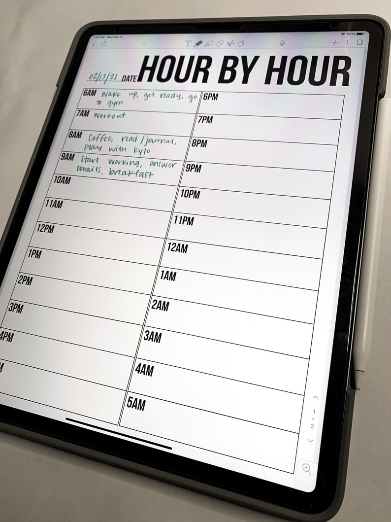 24 Hour Day Planner Digital File - Etsy