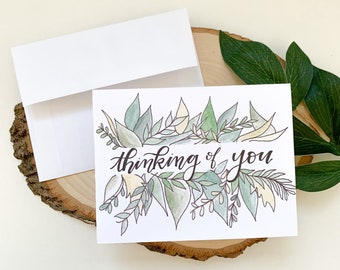 Handmade Watercolor Flower Thinking of You Greeting Card - Etsy