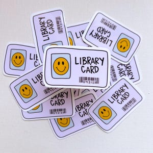 Library Card Smiley Face Bookish Sticker - Etsy
