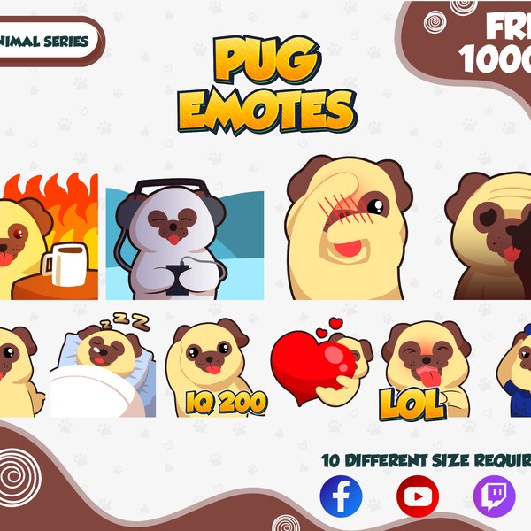 Pug Twitch Emotes - Etsy