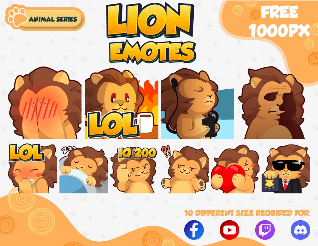 Lion Cute Emotes Emotes Bundle Pack Lion Twitch Emotes - Etsy Canada