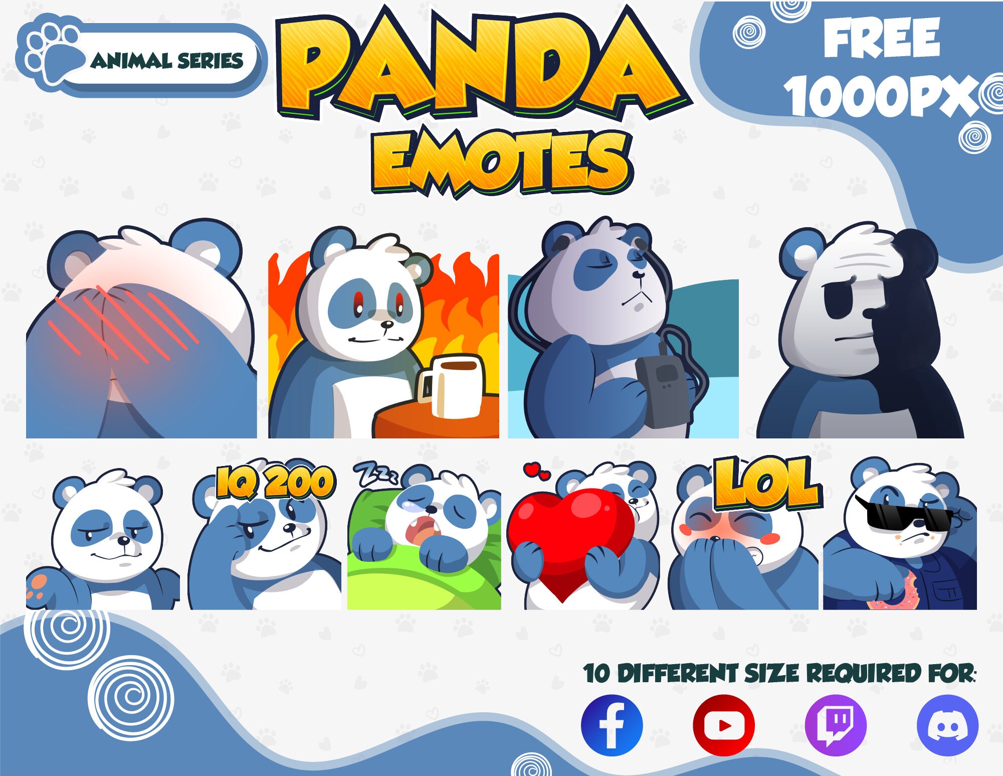Panda Cute Emotes, Emotes Bundle Pack, Panda Twitch Emotes, Discord ...