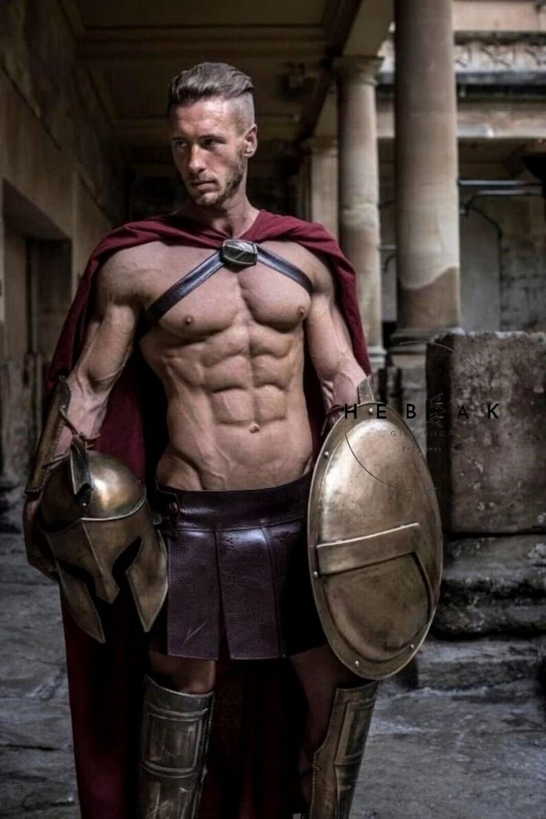Spartan Warrior Costume: Steel Armor, Shield, Red Cape Roleplay - Etsy