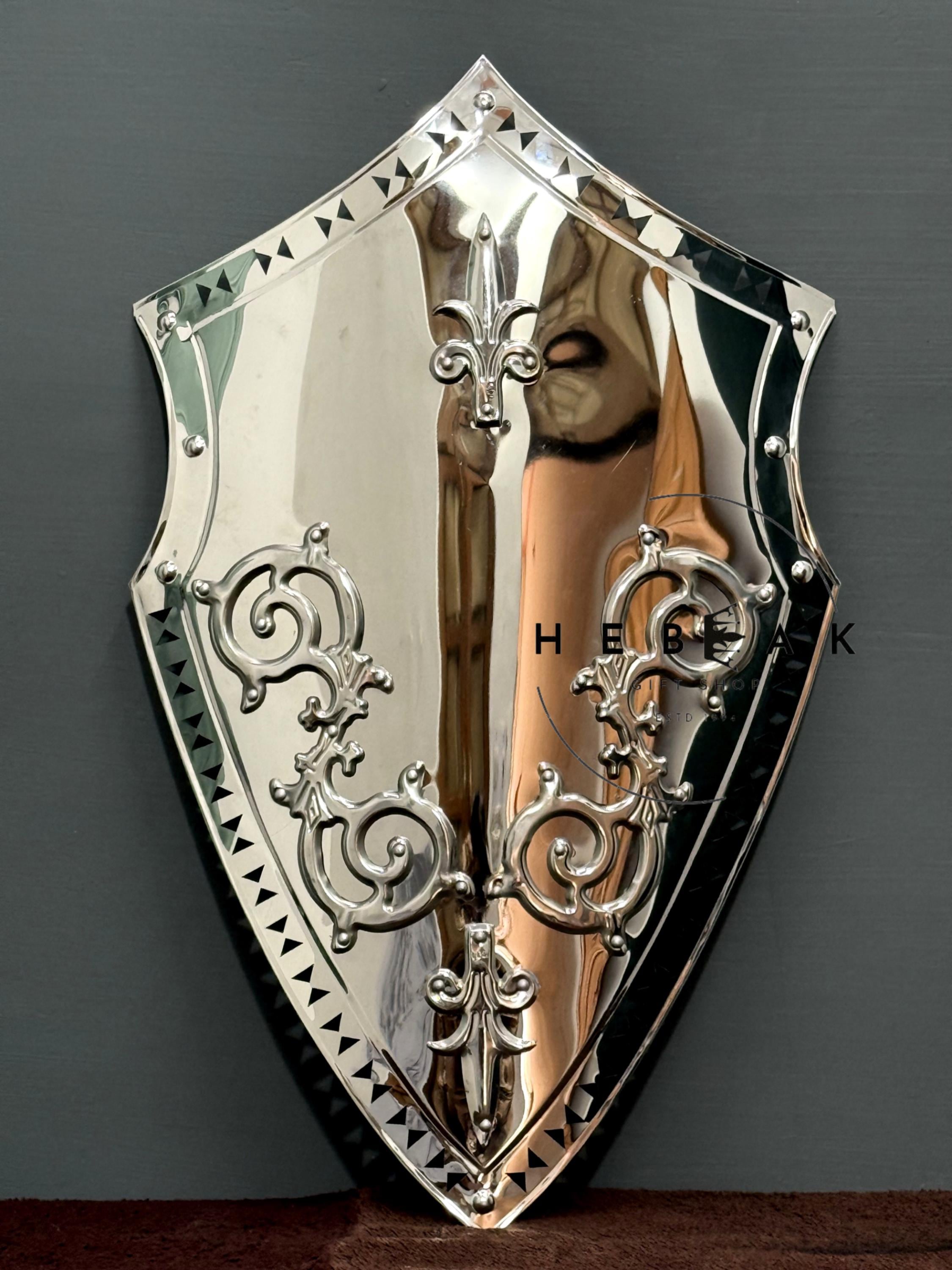 Medieval Knight Stainless Steel Shield: Handcrafted Templar Wall Decor ...