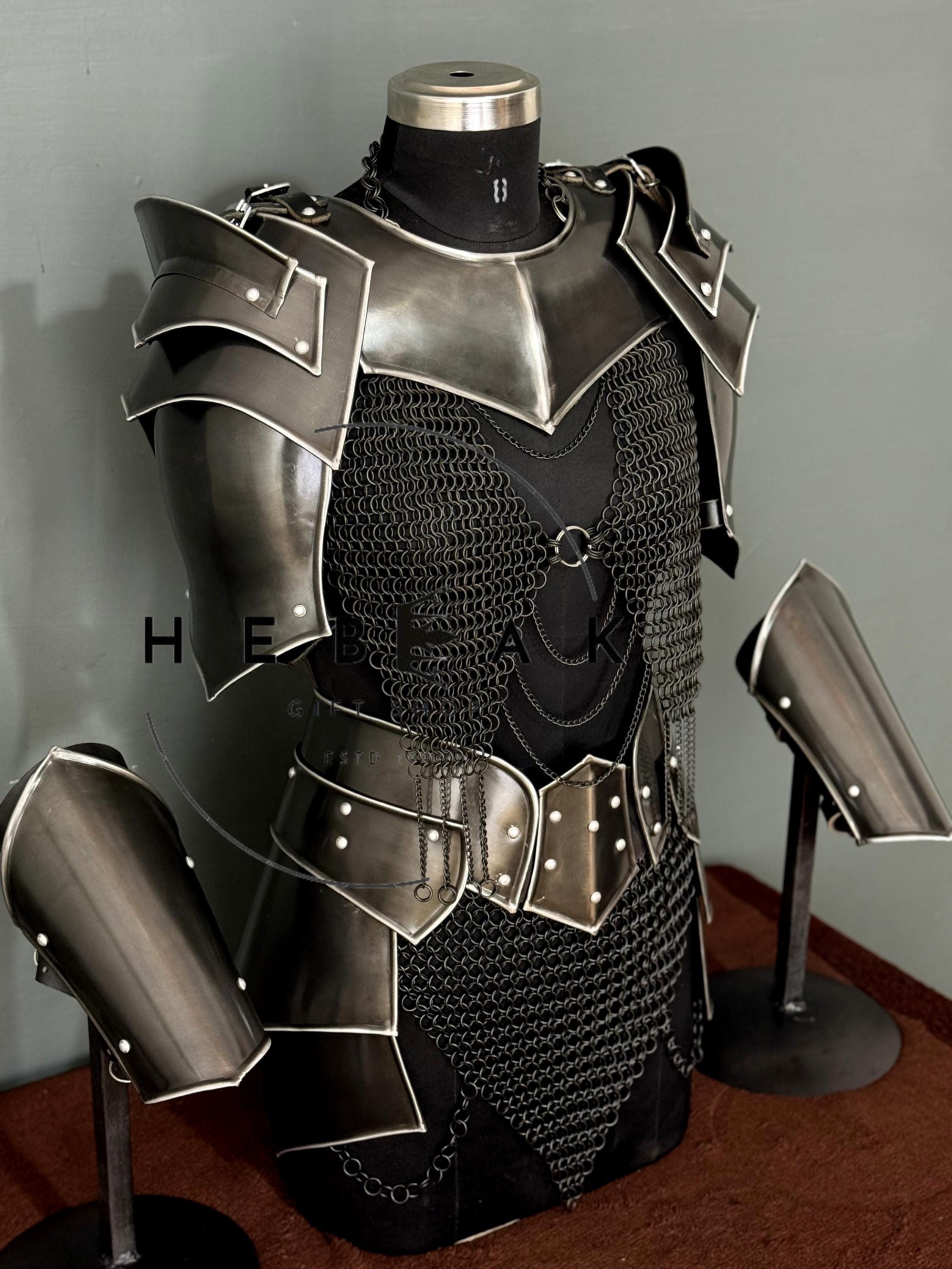 Lady Knight Steel Armor Set: Blackened Steel, Chainmail, Cosplay Larp ...